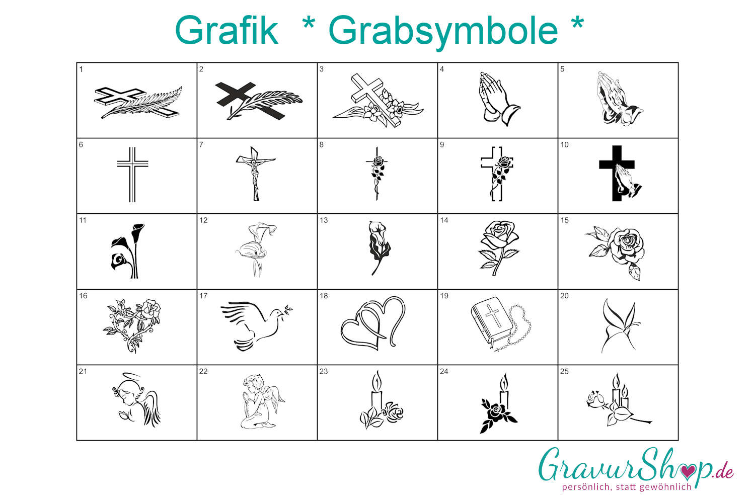 Grabsymbole zum Gravieren | GravurShop